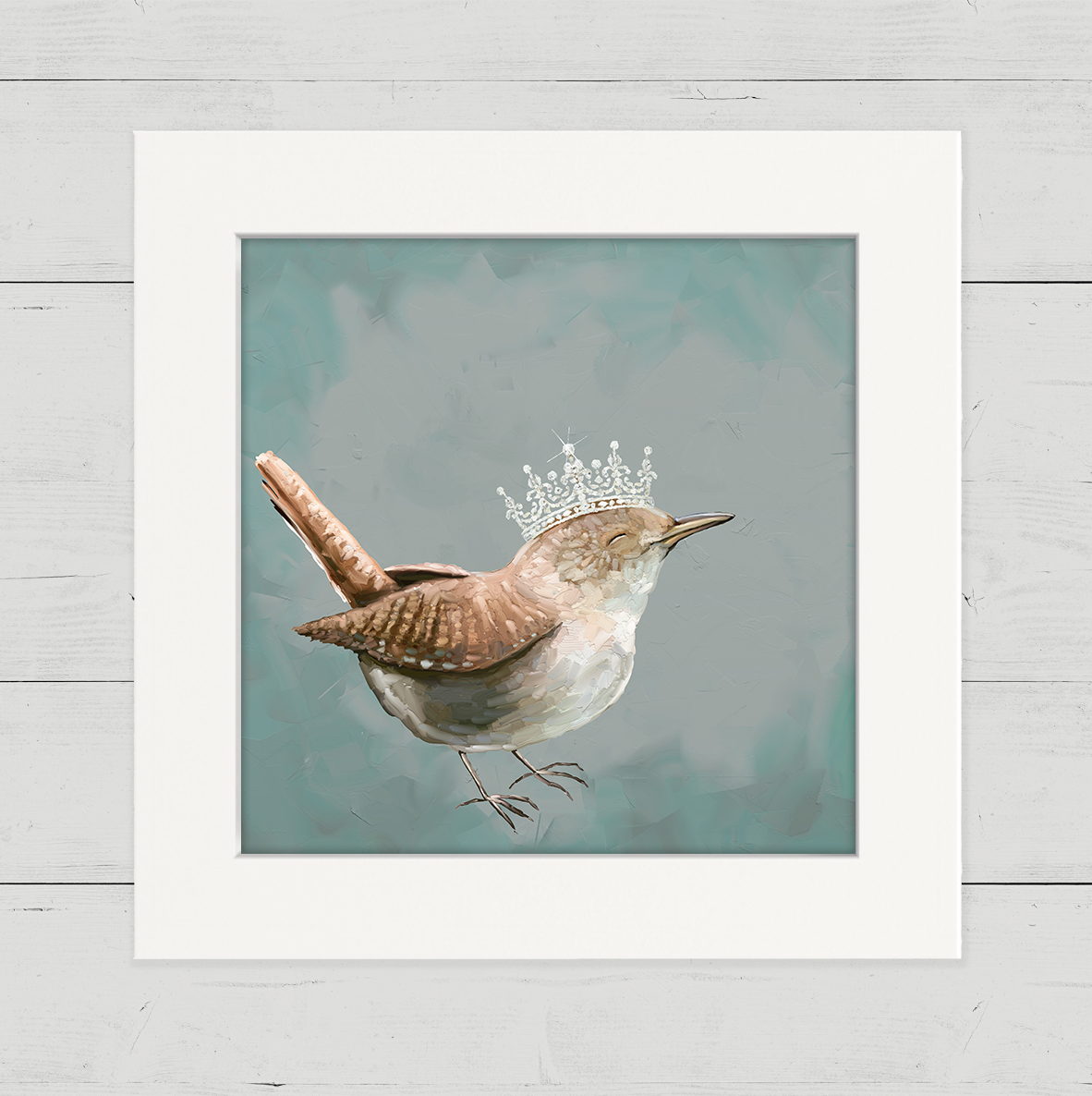 Royal Wren Happy Square – Cathy Walters Art