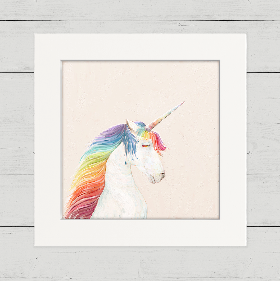 Rainbow Unicorn Happy Square – Cathy Walters Art