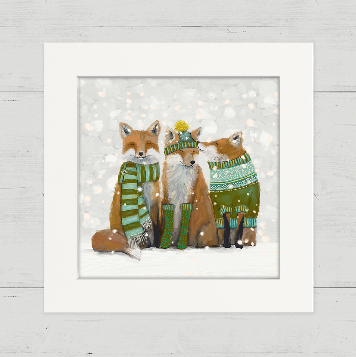 Santa Claws Fox Trio Happy Square™ – Cathy Walters Art