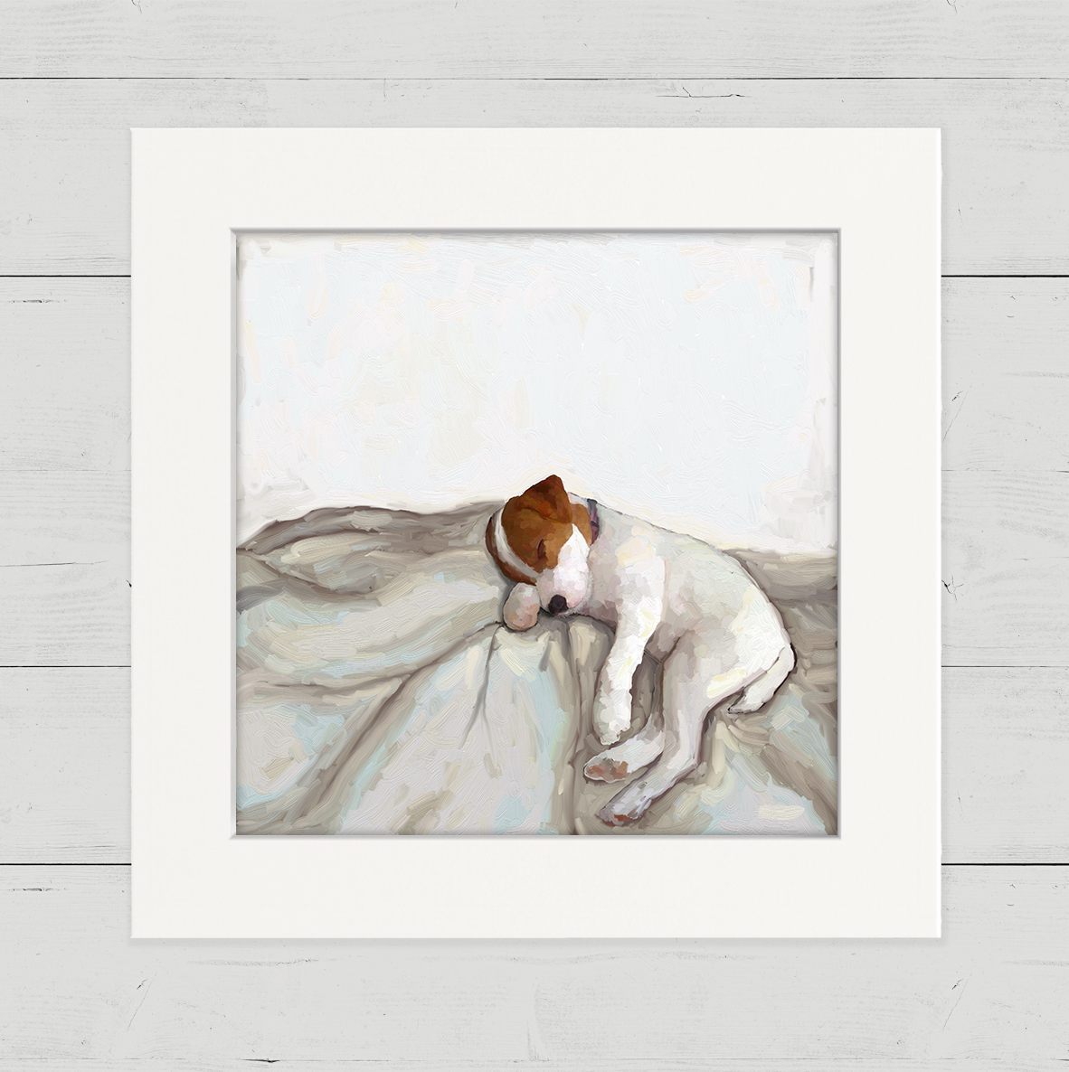 Sleeping Jack Russell Pup Happy Square – Cathy Walters Art