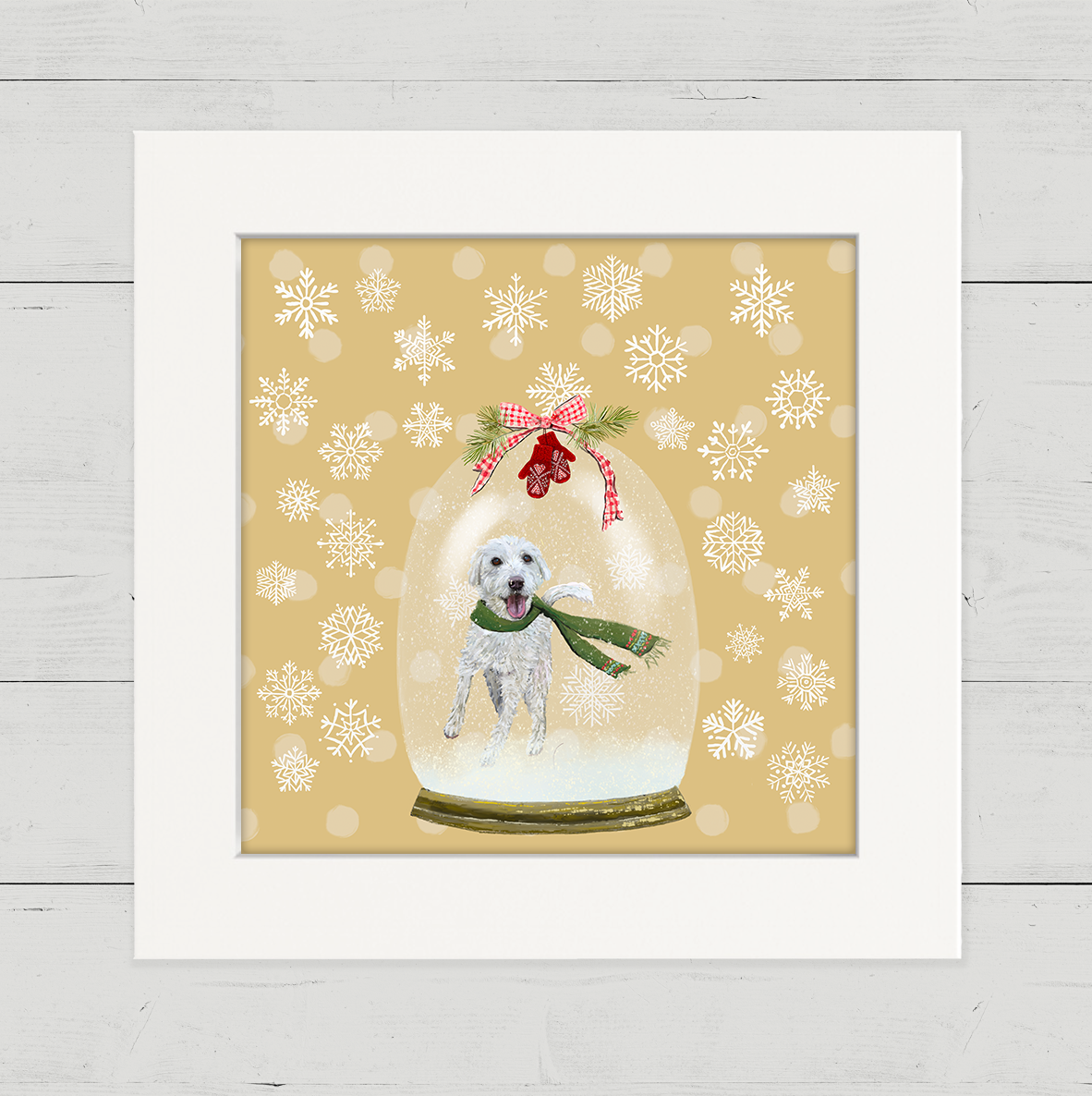 Snowglobe Labradoodle Happy Square – Cathy Walters Art