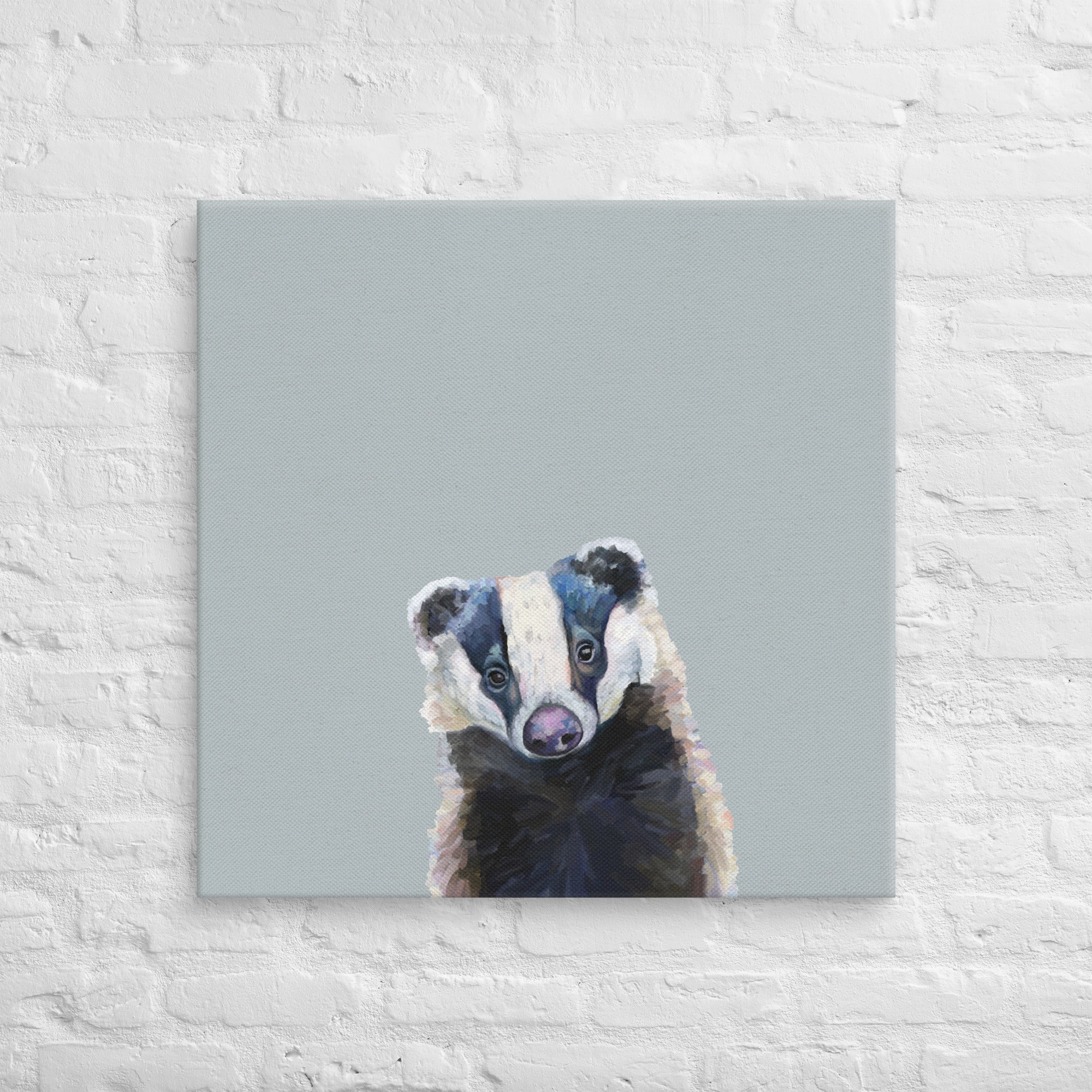 Badger on Gray Canvas Wrap – Cathy Walters Art