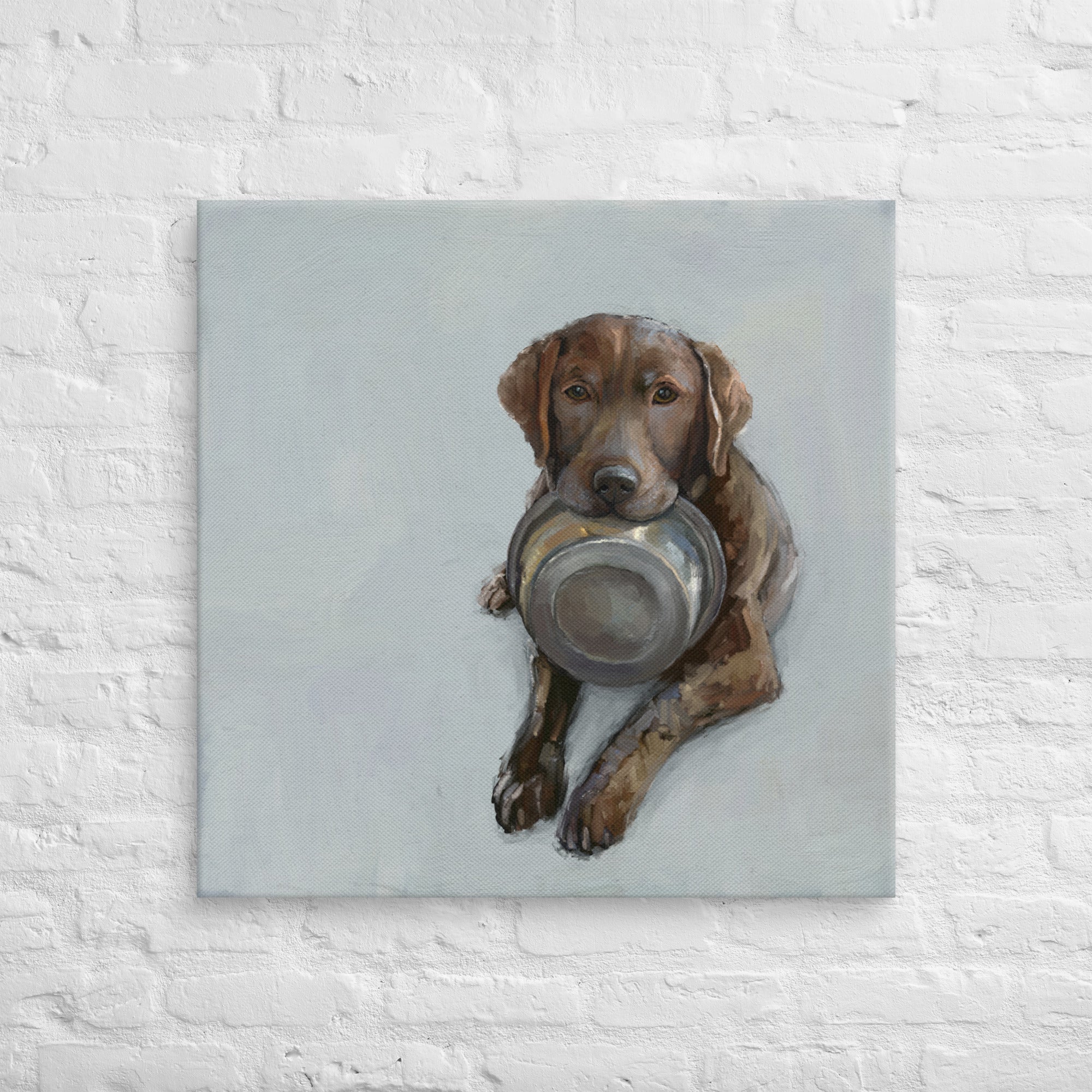 Chocolate Lab with Bowl Canvas Wrap – Cathy Walters Art
